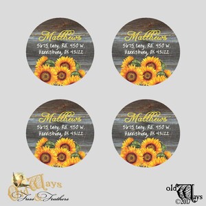 Rustic Sunflower Return Address Labels - Printed, Personalized - 2 Inch ...