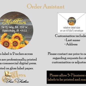 Rustic Sunflower Return Address Labels - Printed, Personalized - 2 Inch ...