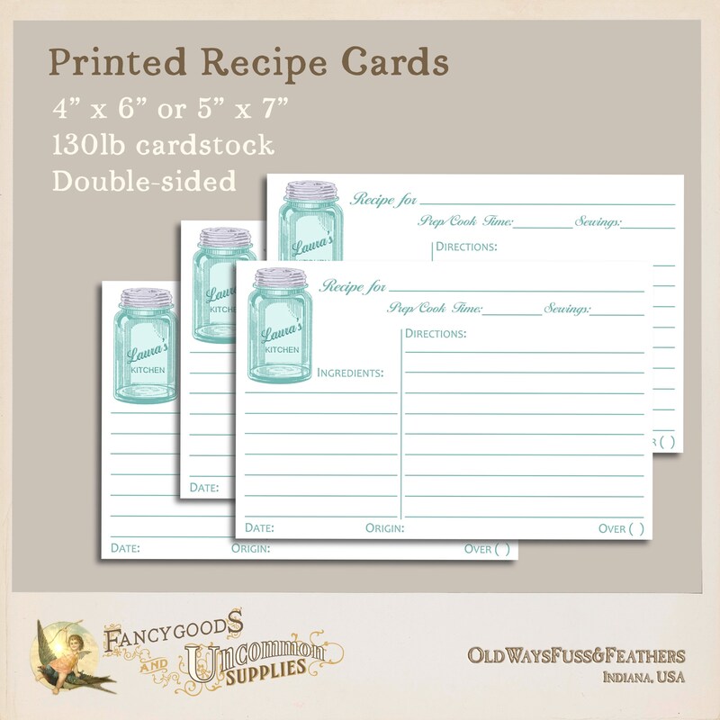 Mason Jar Recipe Cards - Etsy