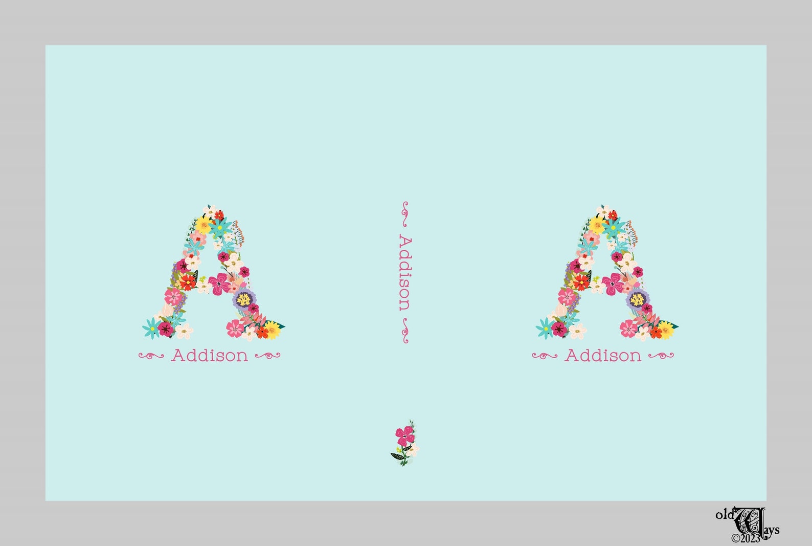 Flower Monogram Journal Personalized With Name in Aqua or - Etsy