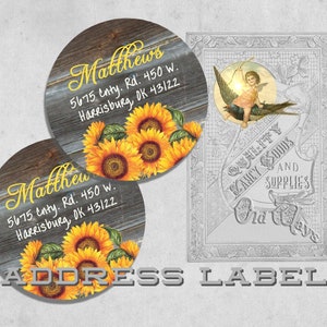 Rustic Sunflower Return Address Labels - Printed, Personalized - 2 Inch ...