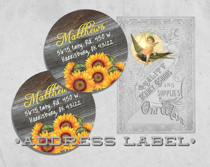 Rustic Sunflower Return Address Labels Printed Personalized - Etsy