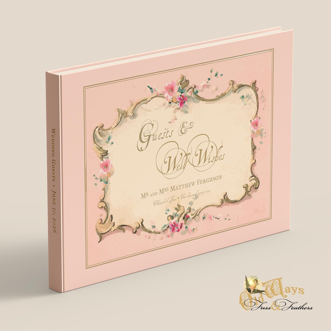 Pink Wedding Guest Book Personalized With Custom Pages French Vintage ...