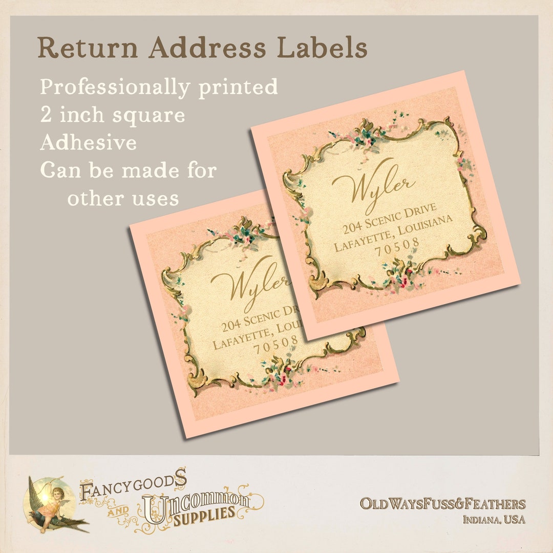 French Vintage Return Address Labels in Antique Pink - Personalized ...