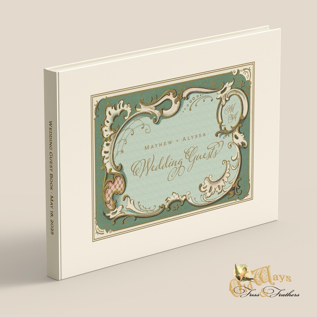 Dark Green Wedding Guest Book Antique Style Personalized Hardcover ...