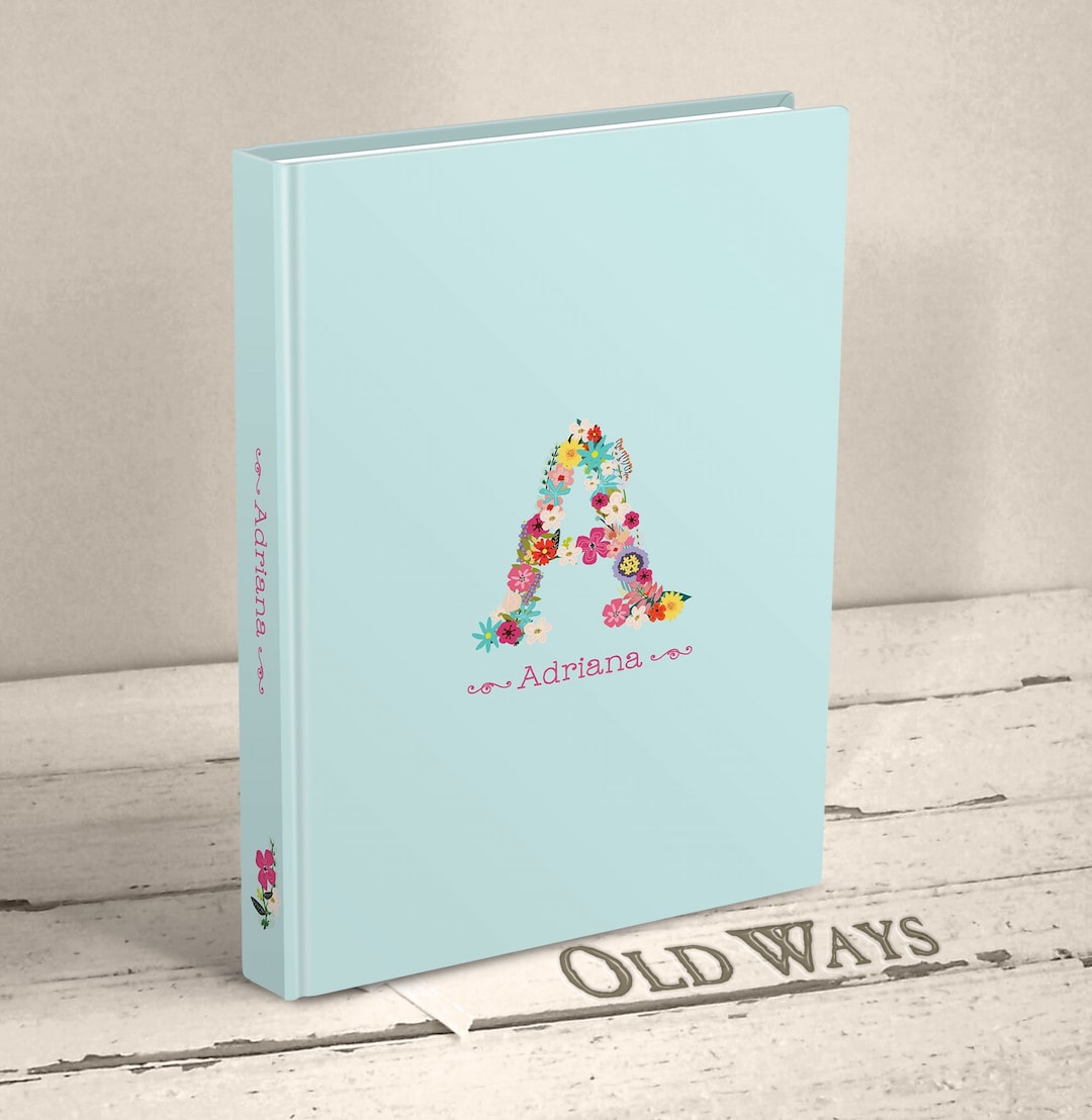 Flower Monogram Journal - Personalized With Name in Aqua or White ...