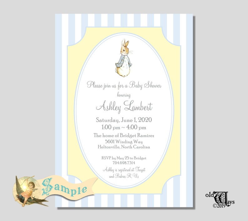 Peter Rabbit Baby Shower Invitations Vintage Storybook Baby | Etsy