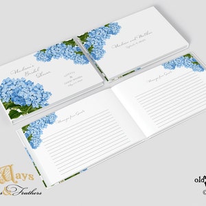 Hydrangea Bridal Shower Custom Page Guest Book in Blue Personalized Pages Messages, Advice ...