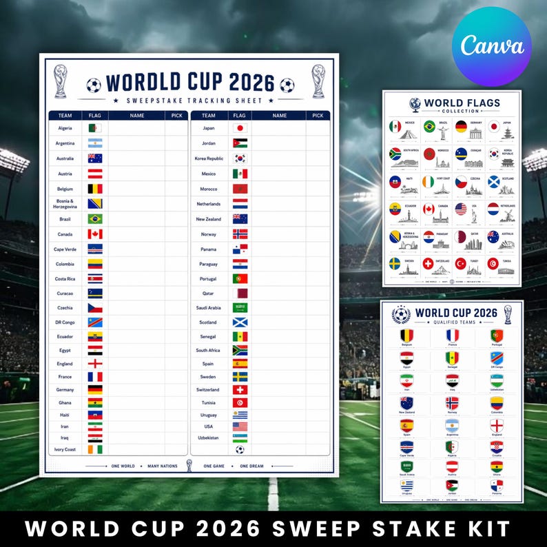 World Cup 2026 Sweepstake Kit Printable PDF, Office Pool Template ...