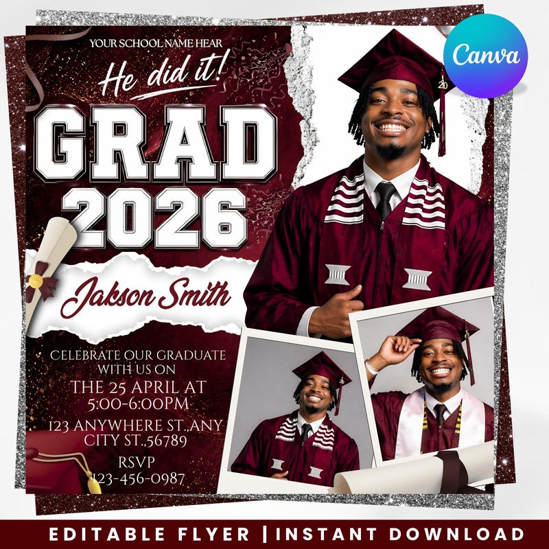 Flyer Template Maroon - Etsy