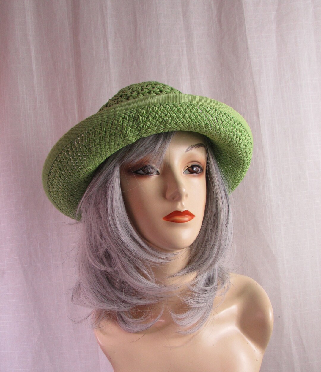 LADIES ITALIAN HAT Lime Green Designer Filippo Catarzi Florence Italy ...