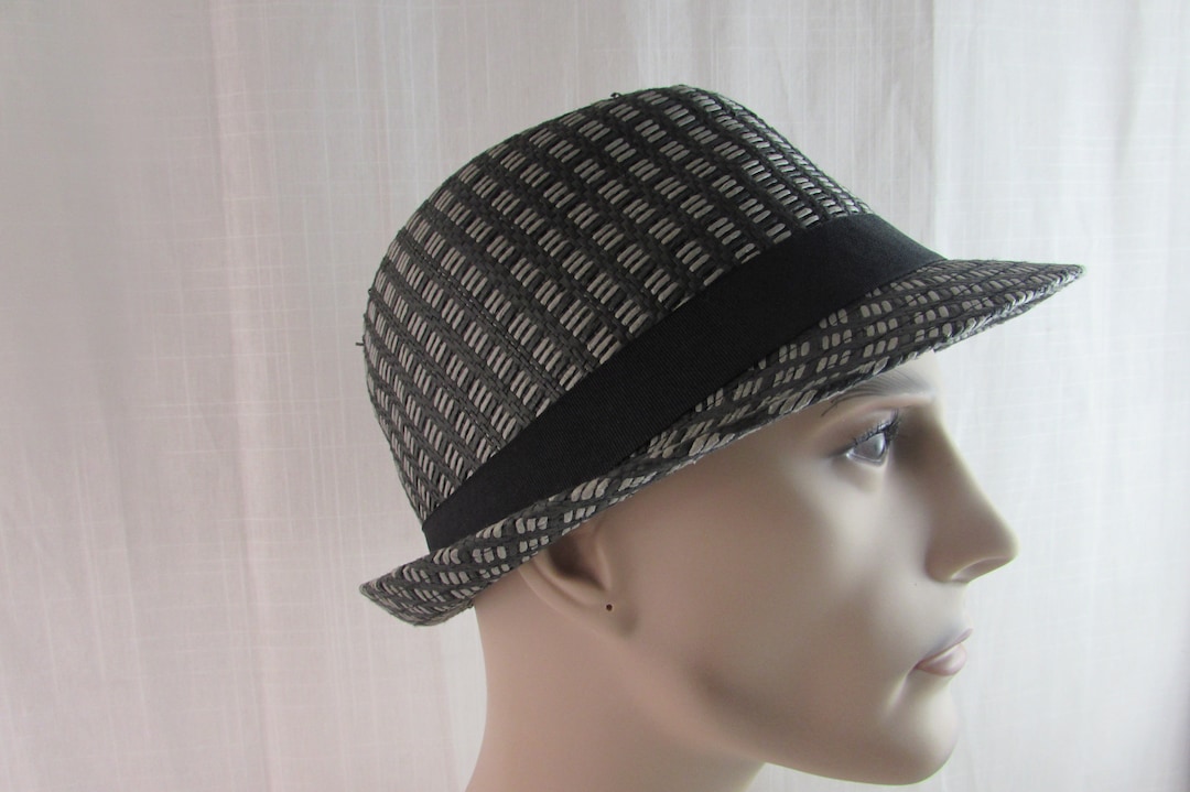 ITALIAN FEDORA Black White Check Black Hatband Size S/M - Etsy