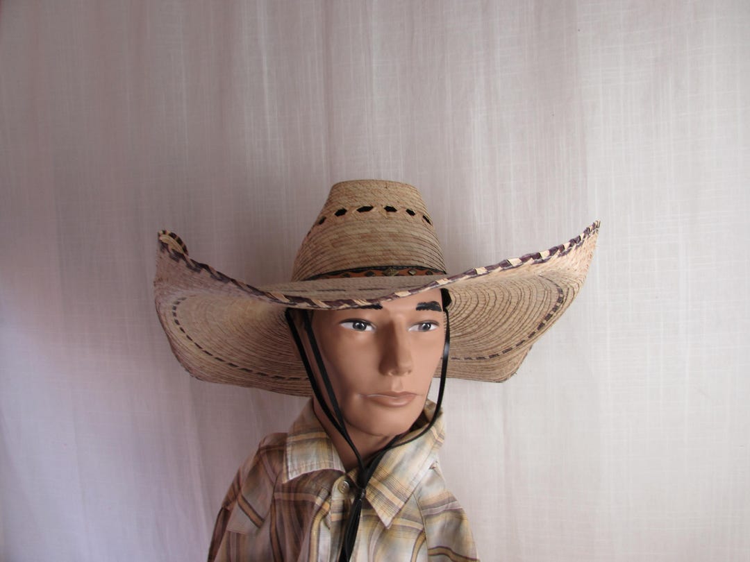 WIDE BRIM Sun Hat Sombrero Grande De Palma Western Peak Mens Straw ...