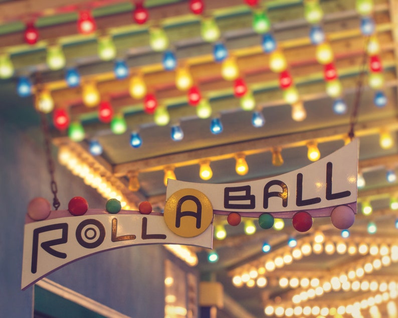Retro Mid-century Roll-a-ball Carnival Game Photography Wall Art Bright ...