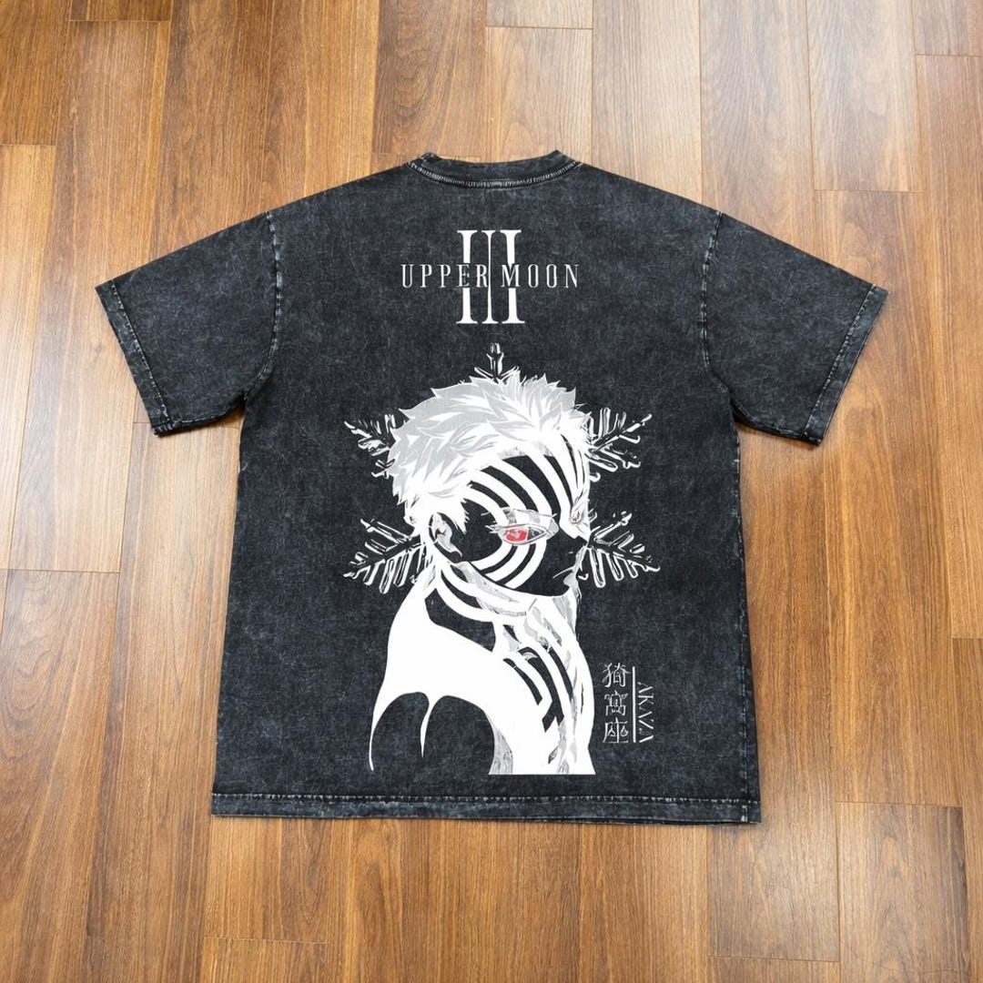 Akaza Upper Rank 3 T-shirt | Demon Slayer Manga Villain Vintage Washed ...