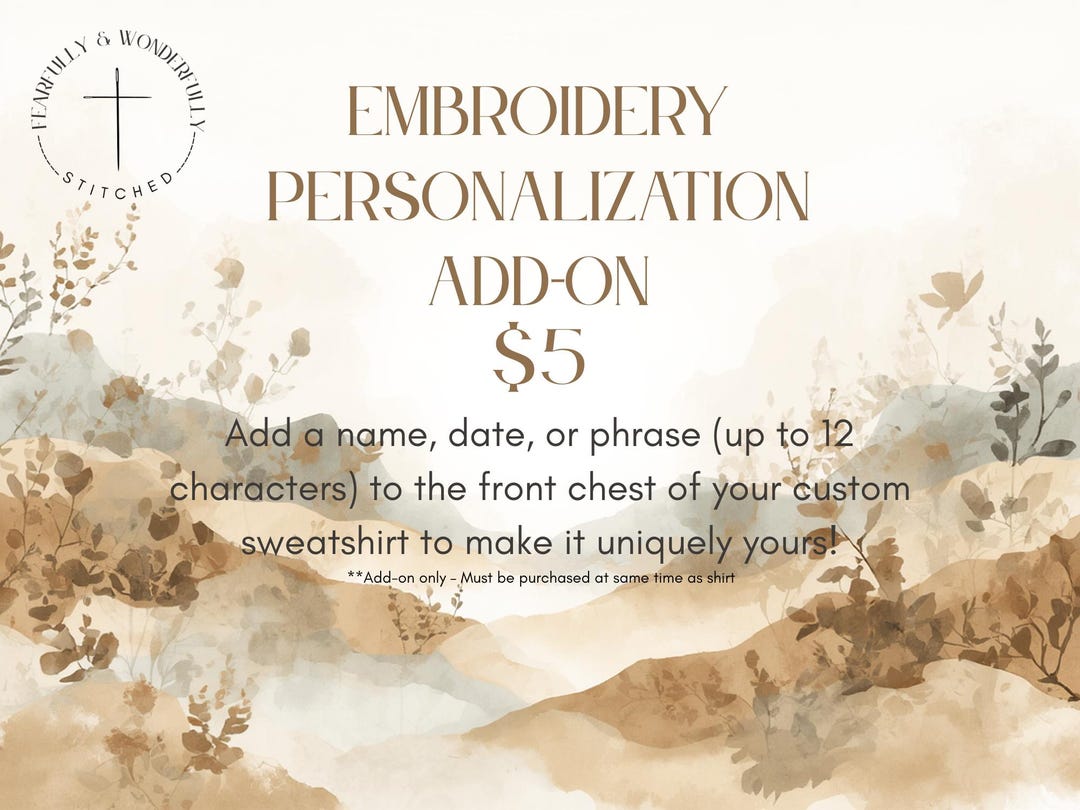 ADD-ON Crewneck Center Chest Personalization - Etsy