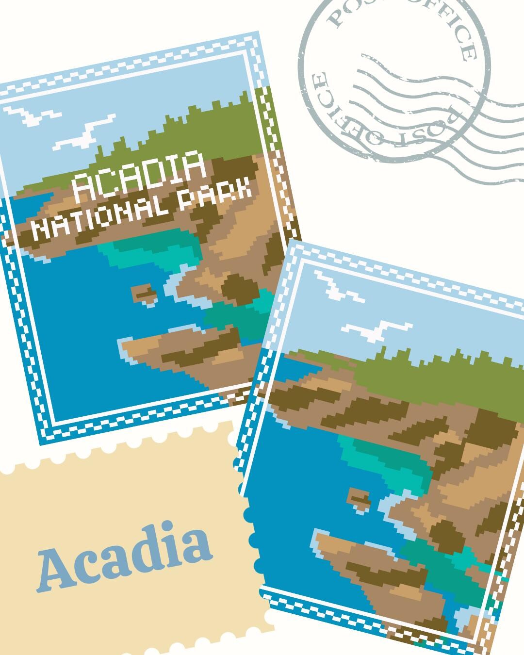 Acadia National Park Stamp Needlepoint Chart Cross Stitch Embroidery ...