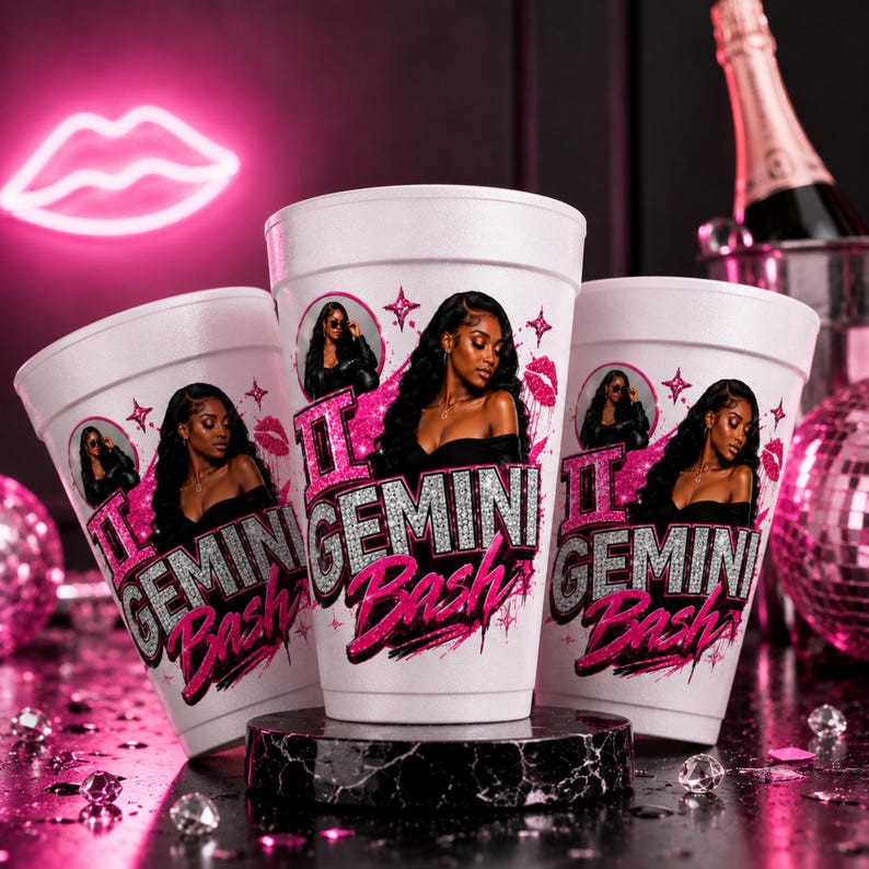 Gemini SZN Shot Glass Sticker Template, Gemini Custom Photo Favor Label ...