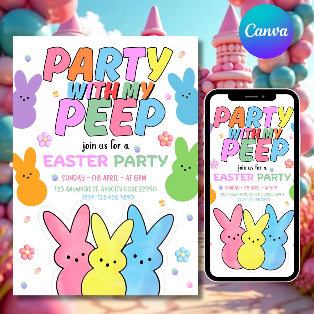 Easter Egg Hunt Invitation Party With My Peeps Invite, Easter Bunny ...