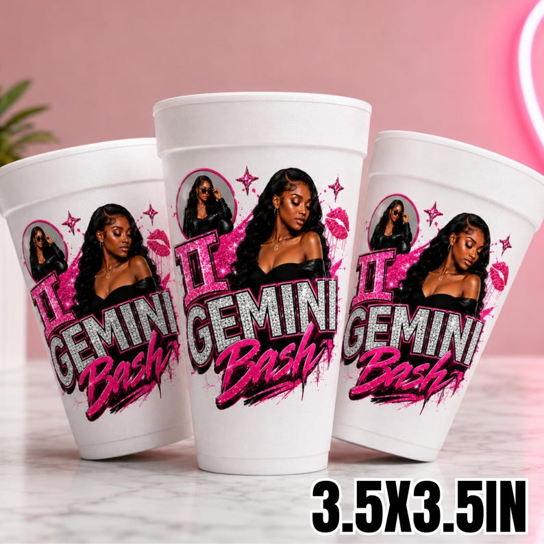 Gemini SZN Shot Glass Sticker Template, Gemini Custom Photo Favor Label ...