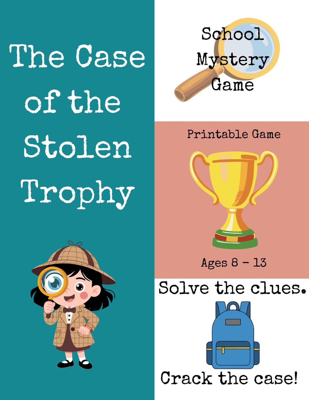 School Mystery Game Printable, Stolen Trophy Detective Activity, Kids ...