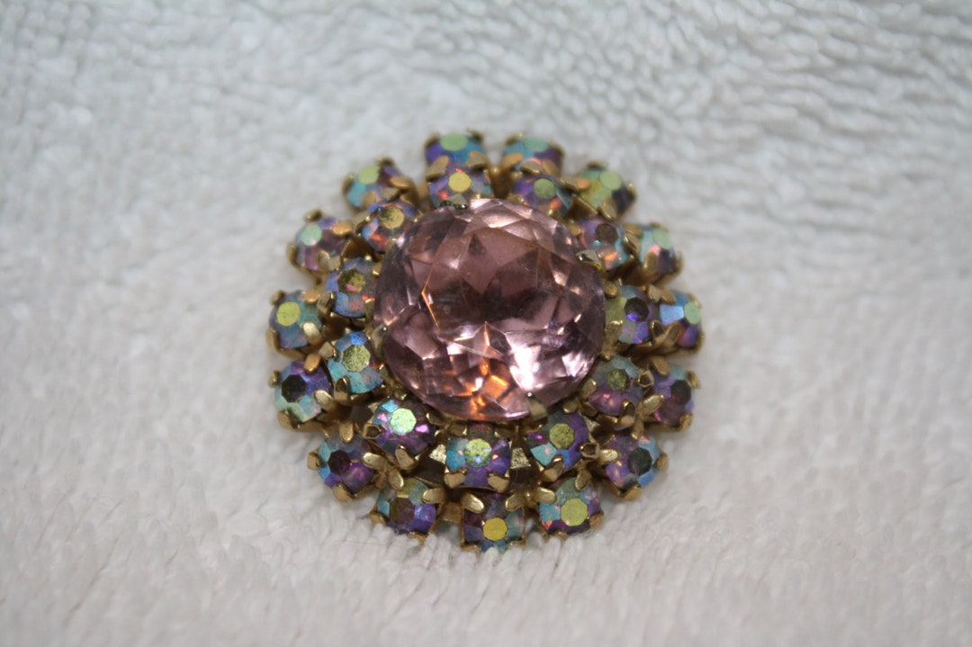 Very Vintage/antique Large Pink Rhinestone Button 1920s - Etsy
