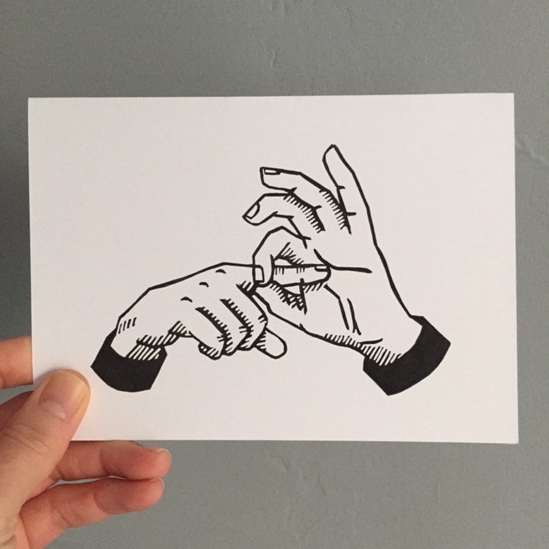 Lino Print Card | Hand Gesture | Handprinted Card - Etsy