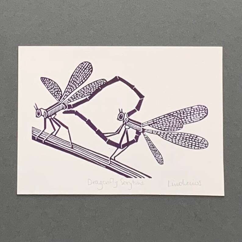 Linocut Print Dragonfly Sexy Time Nature Lover Gift - Etsy