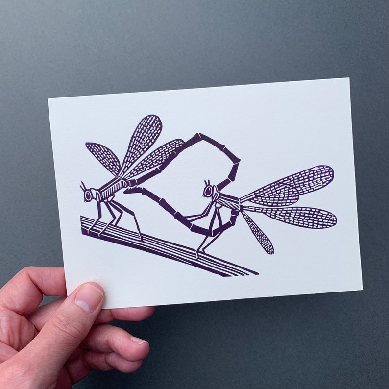 Linocut Print Dragonfly Sexy Time Nature Lover Gift - Etsy