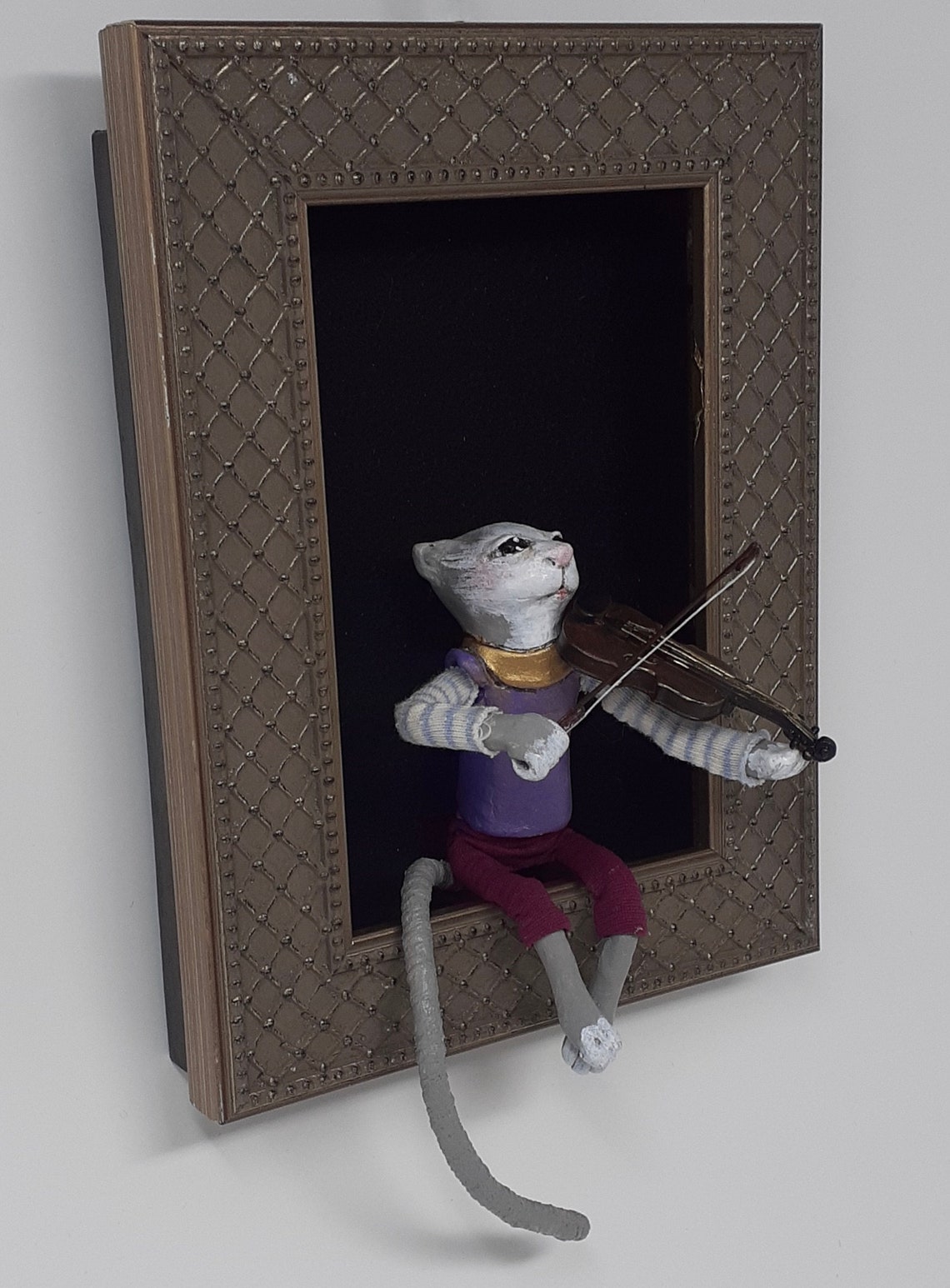 The Cat and the Fiddle Sculpted Figure in Shadowbox - Etsy