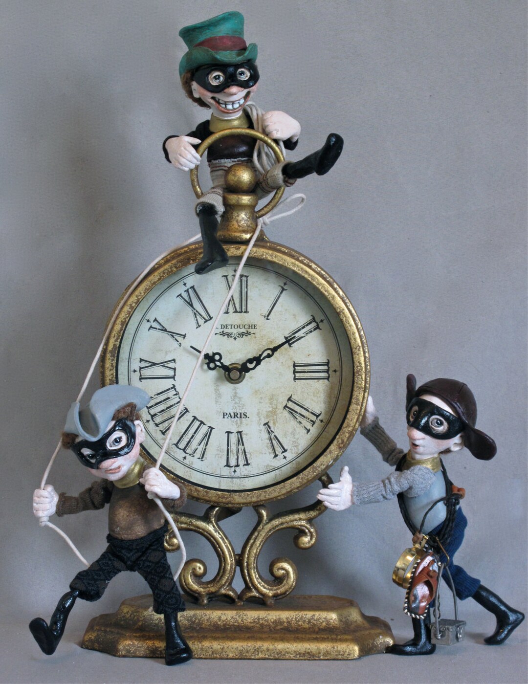 Time Bandits-clock With Sculpted Dolls/figures - Etsy