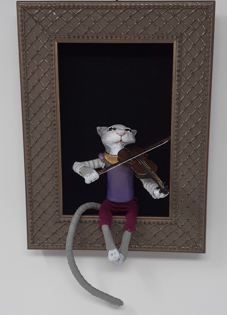 The Cat and the Fiddle Sculpted Figure in Shadowbox - Etsy