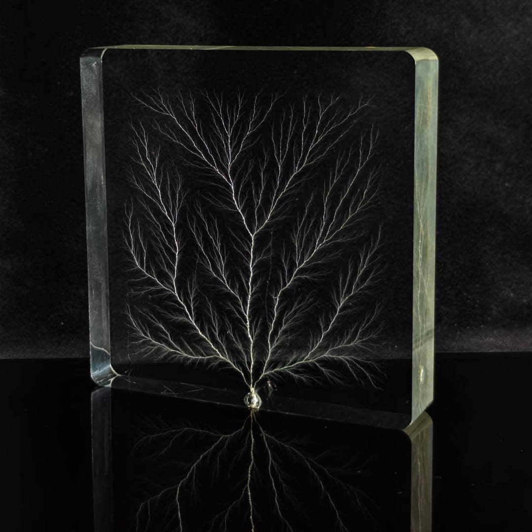 4"x4"x0.78" Frozen Lightning in Acrylic – Rounded Corner Lichtenberg ...