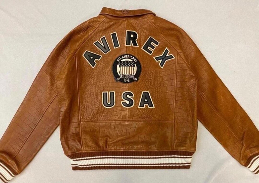 Avirex USA Leather Bomber Jacket, Genuine Cowsoft Leather Coat ...