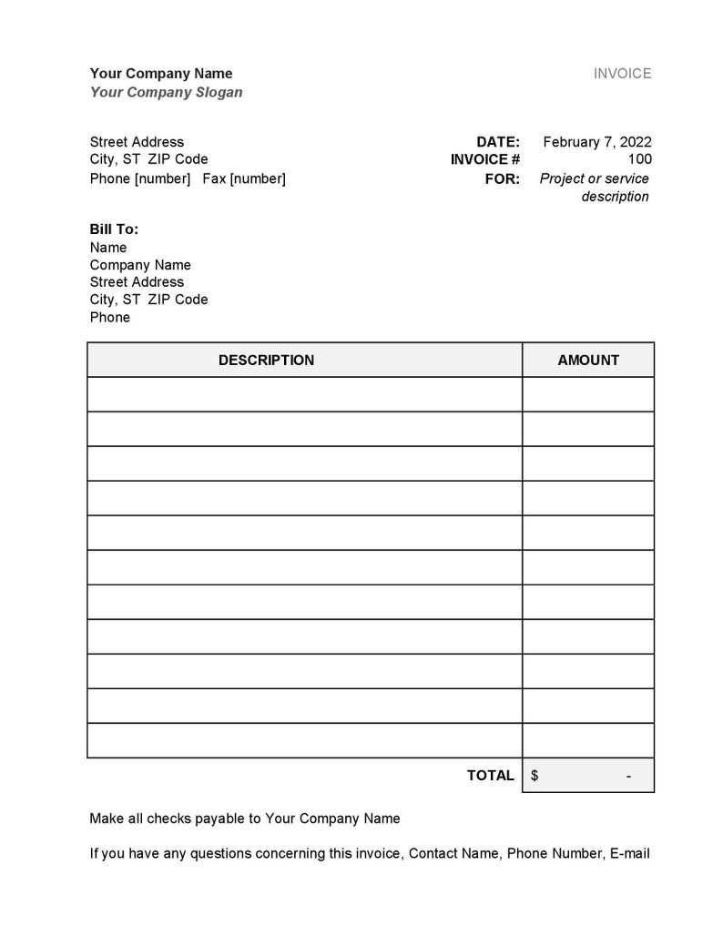 Excel Invoice Template Editable Invoice Receipt Template - Etsy
