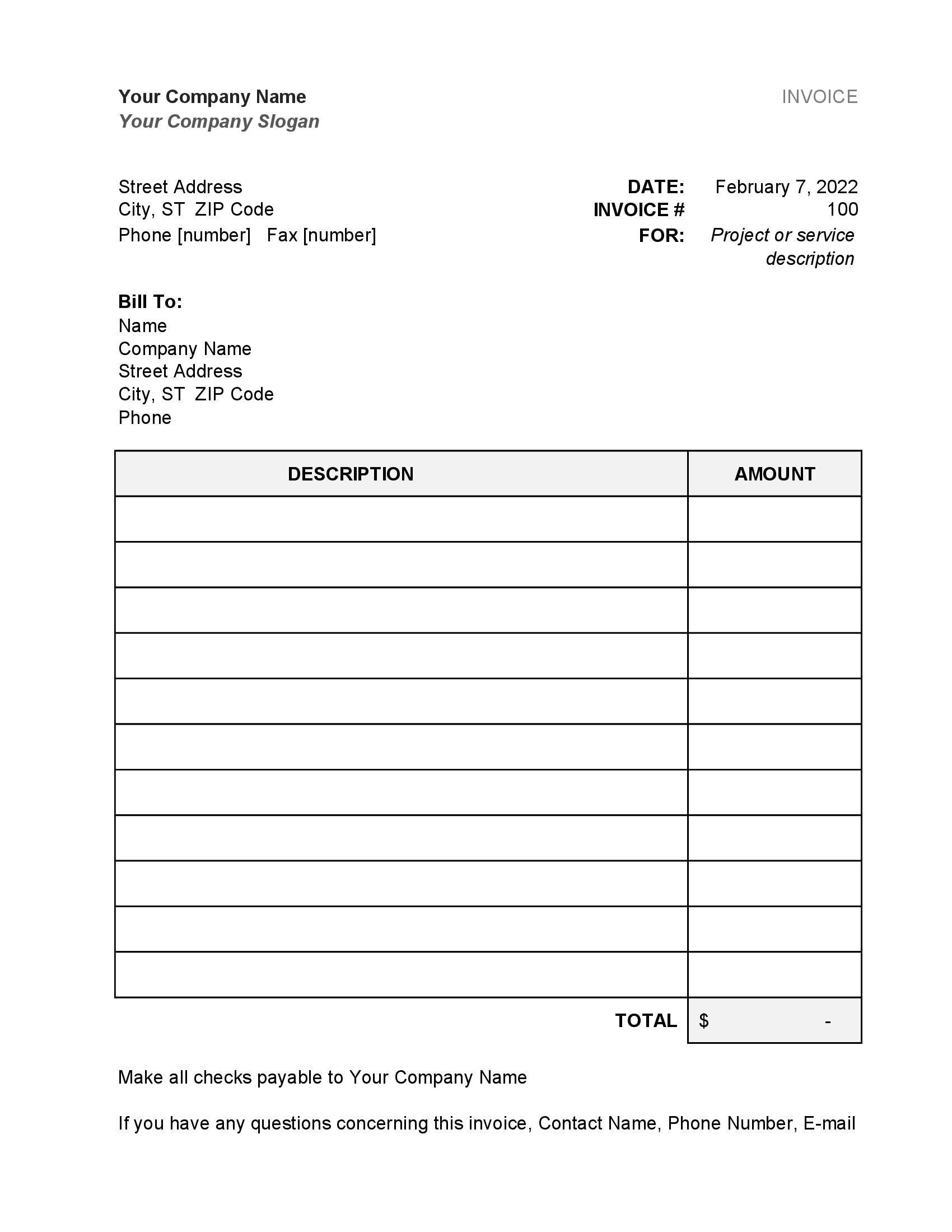 Excel Invoice Template Editable Invoice Receipt Template - Etsy
