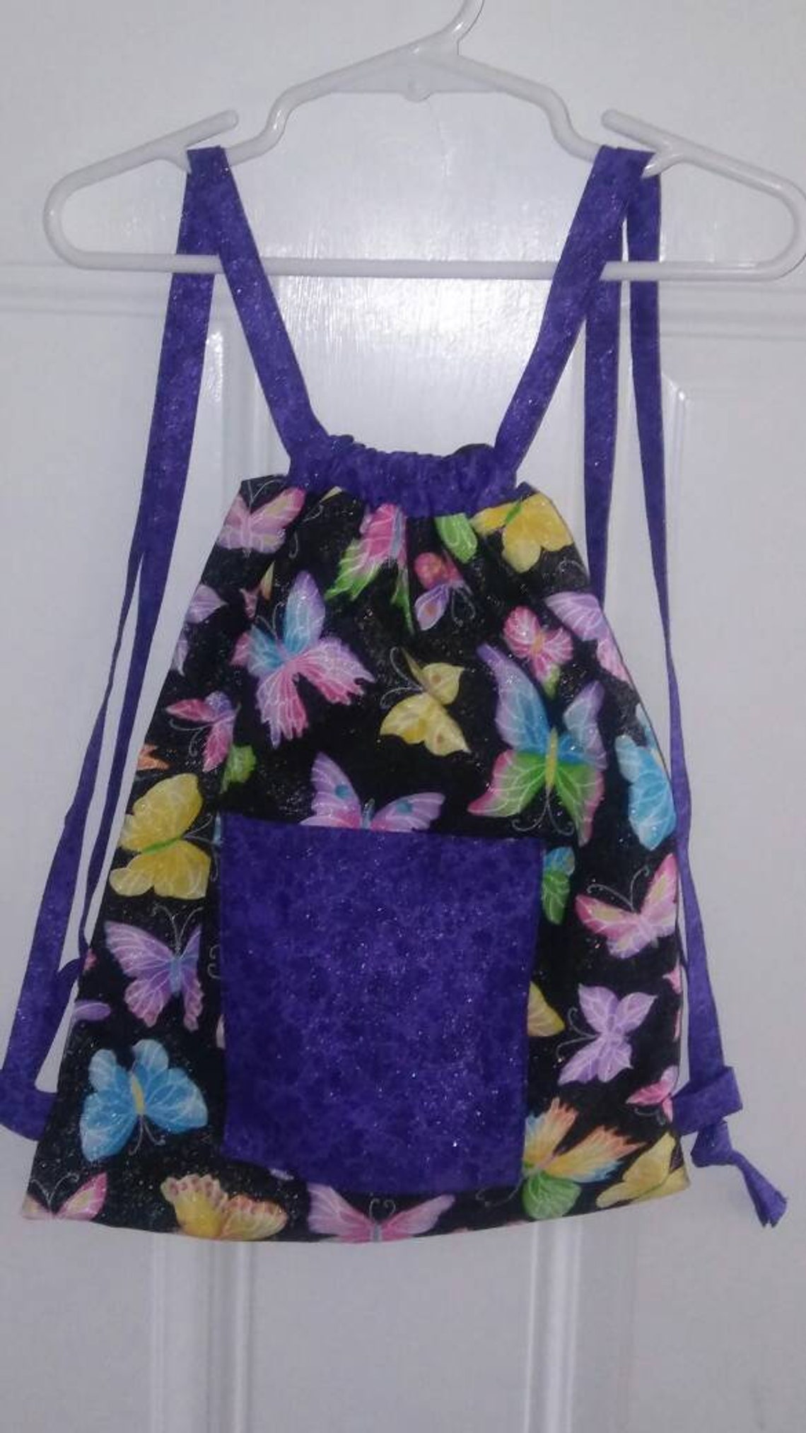 Child Size Reversible Drawstring Backpack black Sparkly | Etsy