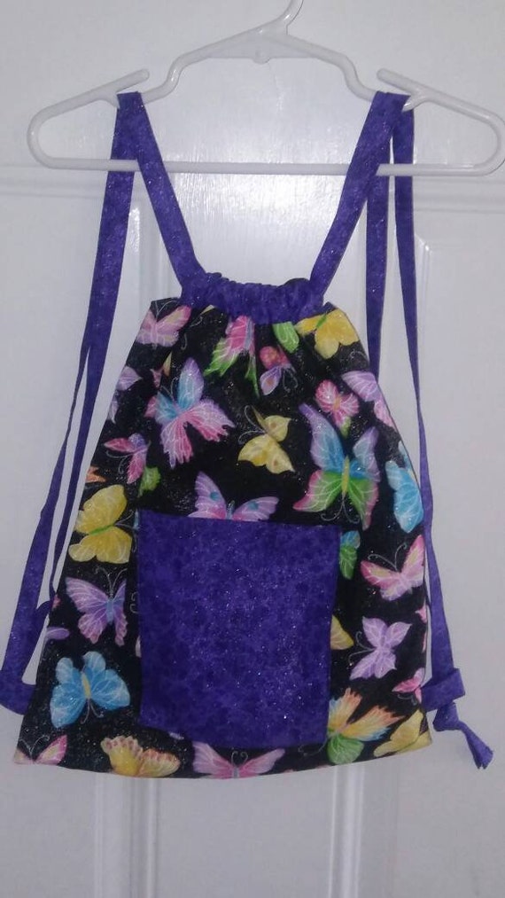 Child Size Reversible Drawstring Backpack black Sparkly | Etsy