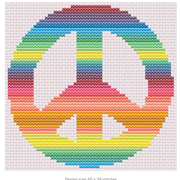 Peace Sign Counted Cross Stitch - Etsy