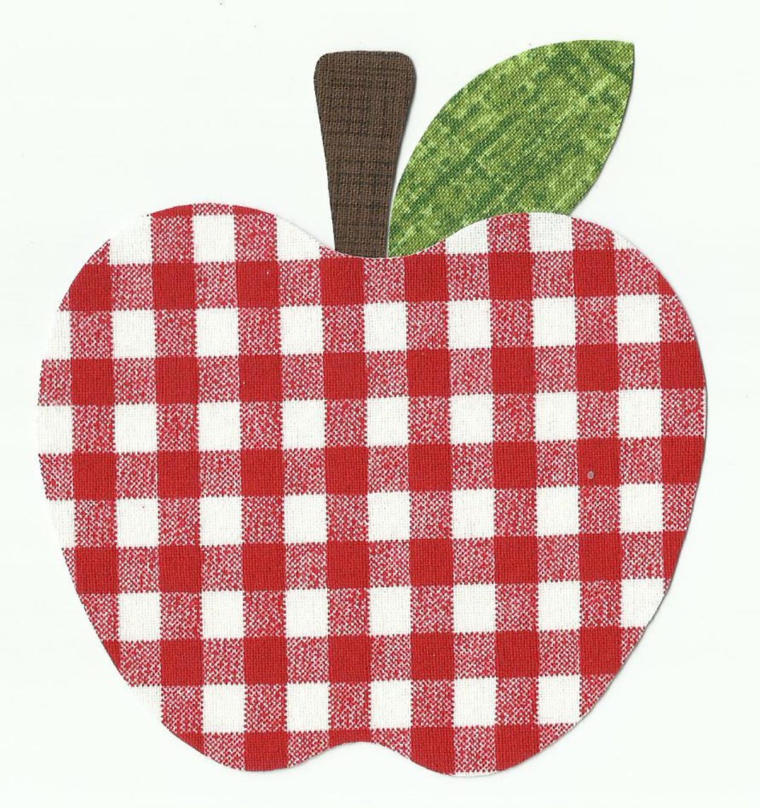 Red and White Checkered Apple Fabric Iron on Applique ~ NO SEW ~ DIY - Etsy