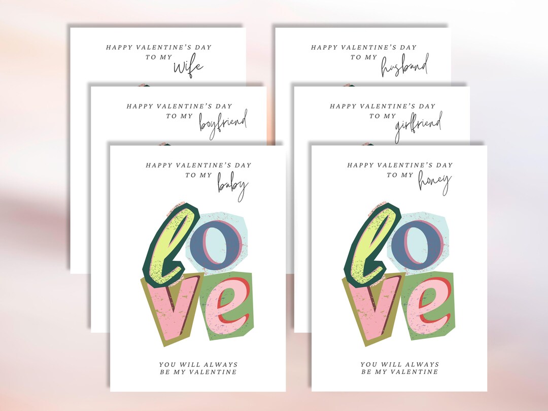 LOVE Letter Cut Out Valentines Cards, Printable Card Set for Loved One ...