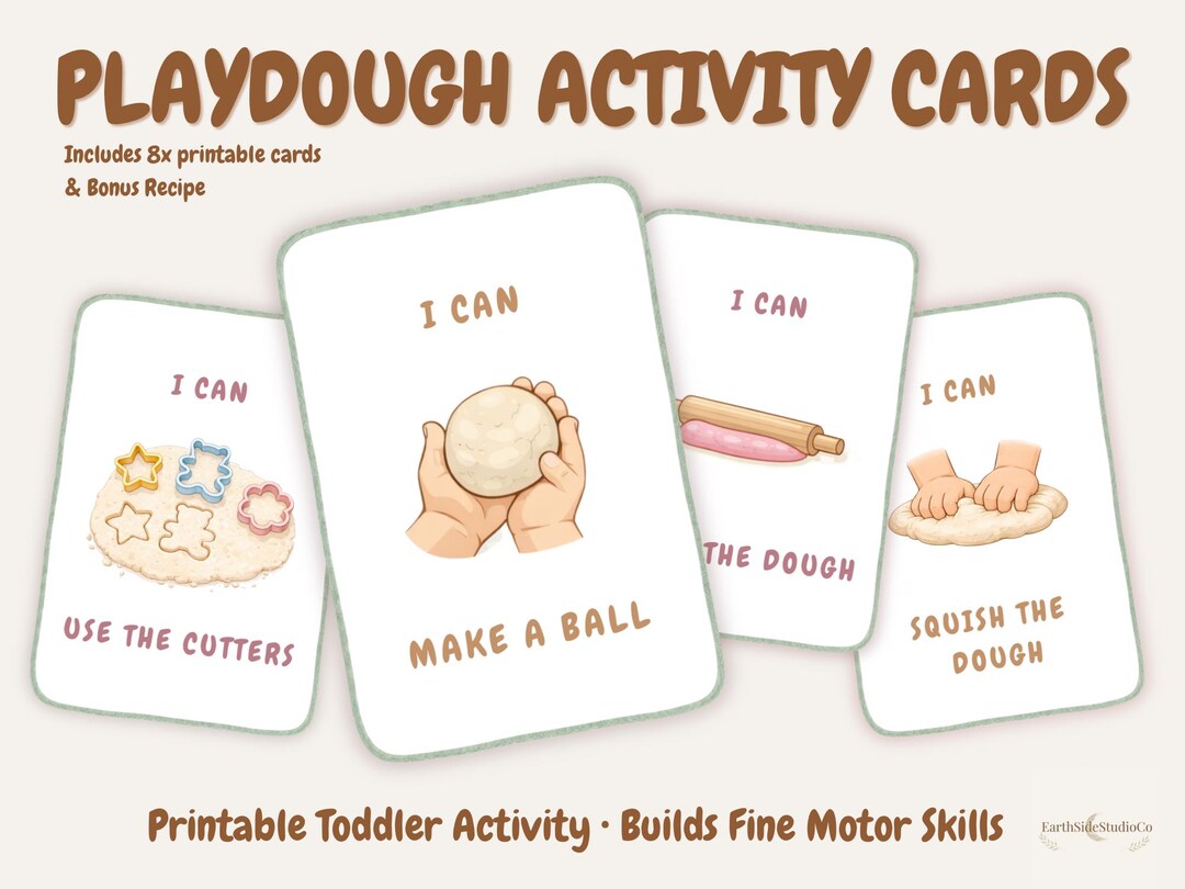 Playdough Activity Cards for Toddlers | Fine Motor Skills, Montessori ...