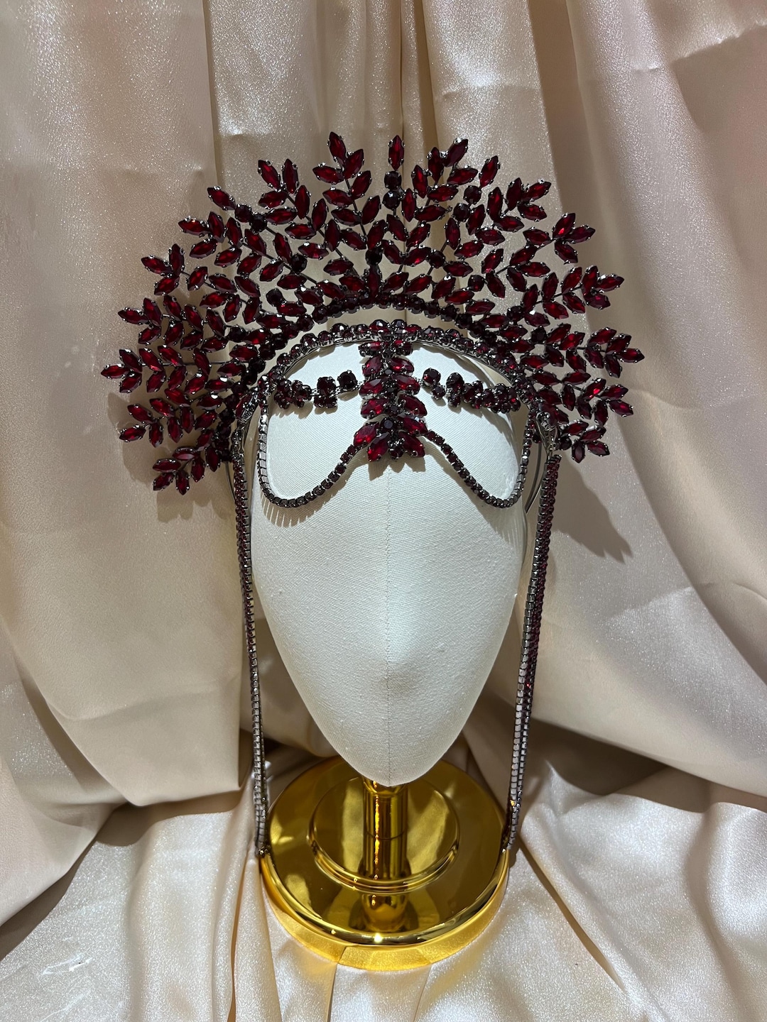 Dark Ruby Crystal Crown Headpiece | Gothic Bridal Tiara, Fantasy ...