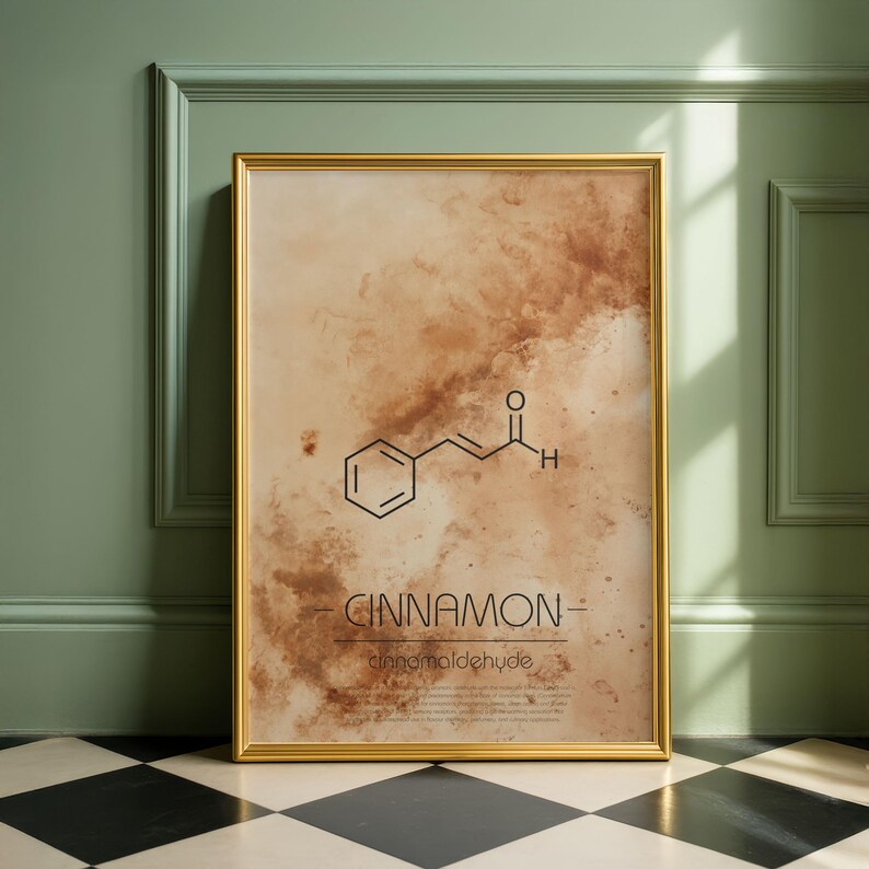Cinnamaldehyde Molecular Structure Poster | Minimalist Cinnamon ...