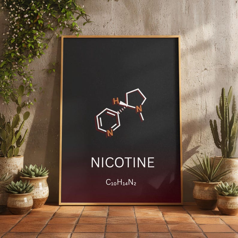 Nicotine Molecule Poster – Alkaloid Chemical Structure, Chemistry Wall ...