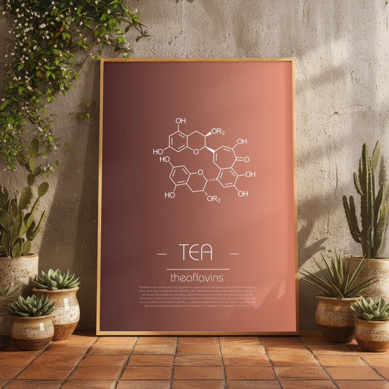 Tea Molecular Structure Poster | Theaflavins Chemistry Wall Art ...