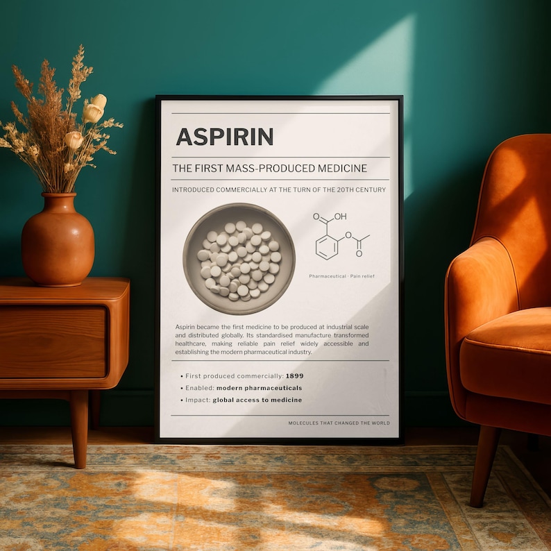 Aspirin Molecule Poster – Chemical Structure Art, Gift for Doctors ...