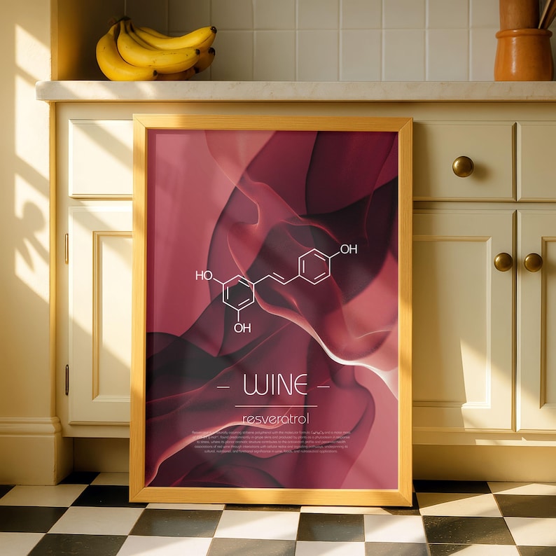 Wine Molecular Structure Poster | Resveratrol Chemistry Wall Art ...