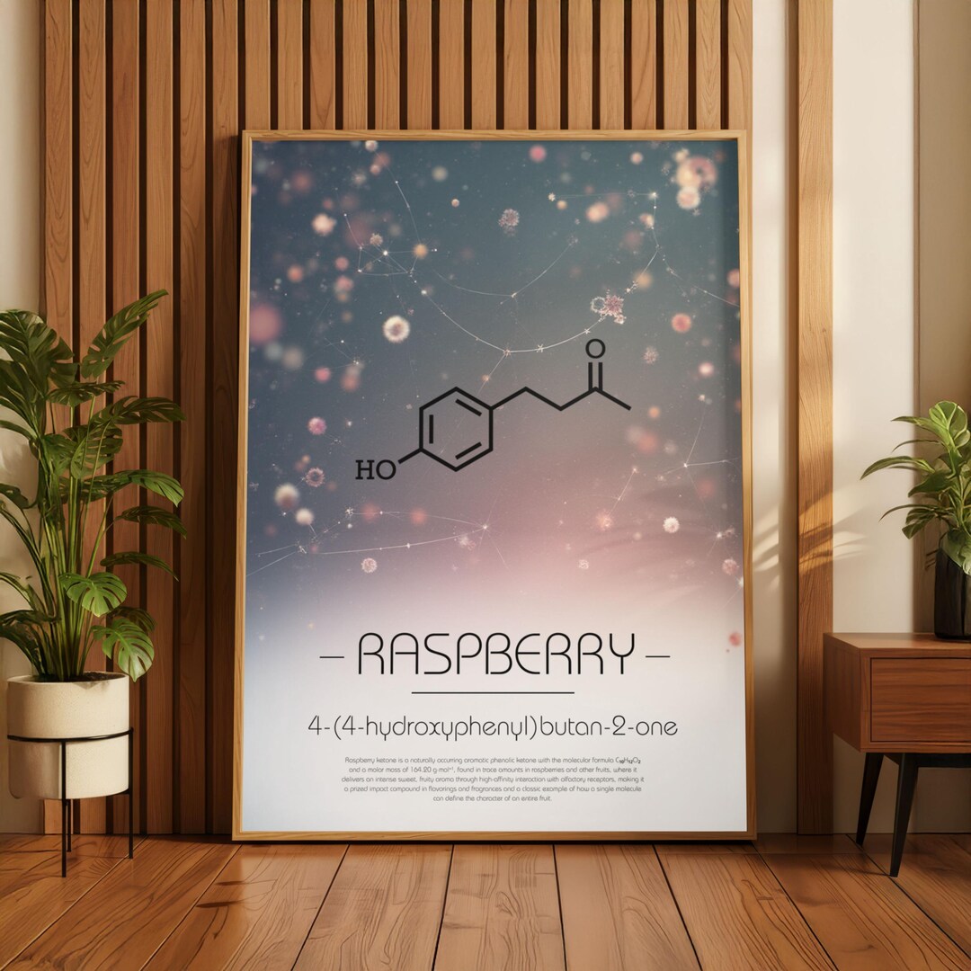 Raspberry Ketone Molecule Poster | Raspberry Chemical Structure Wall ...