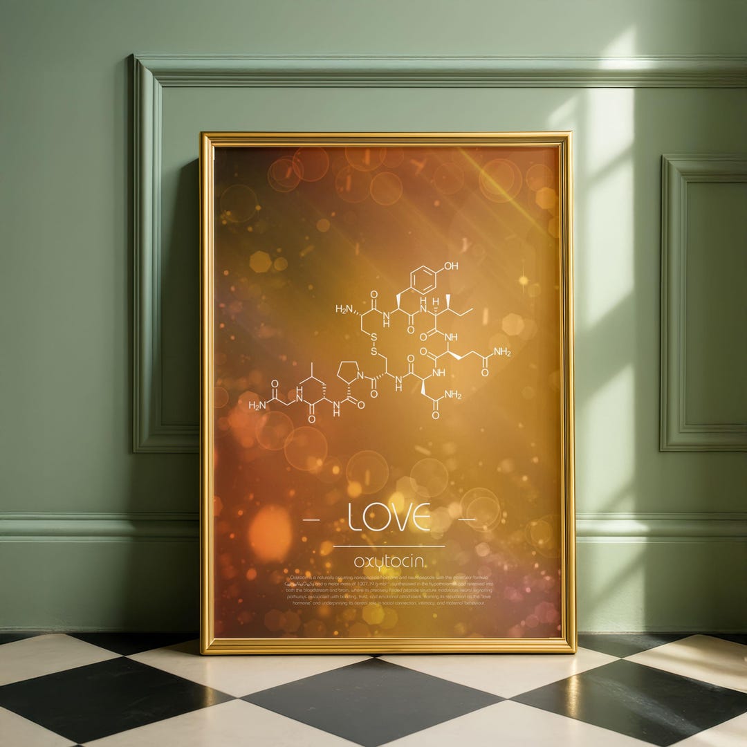 Oxytocin Molecular Structure Print | Love Chemistry Wall Art in Gold ...